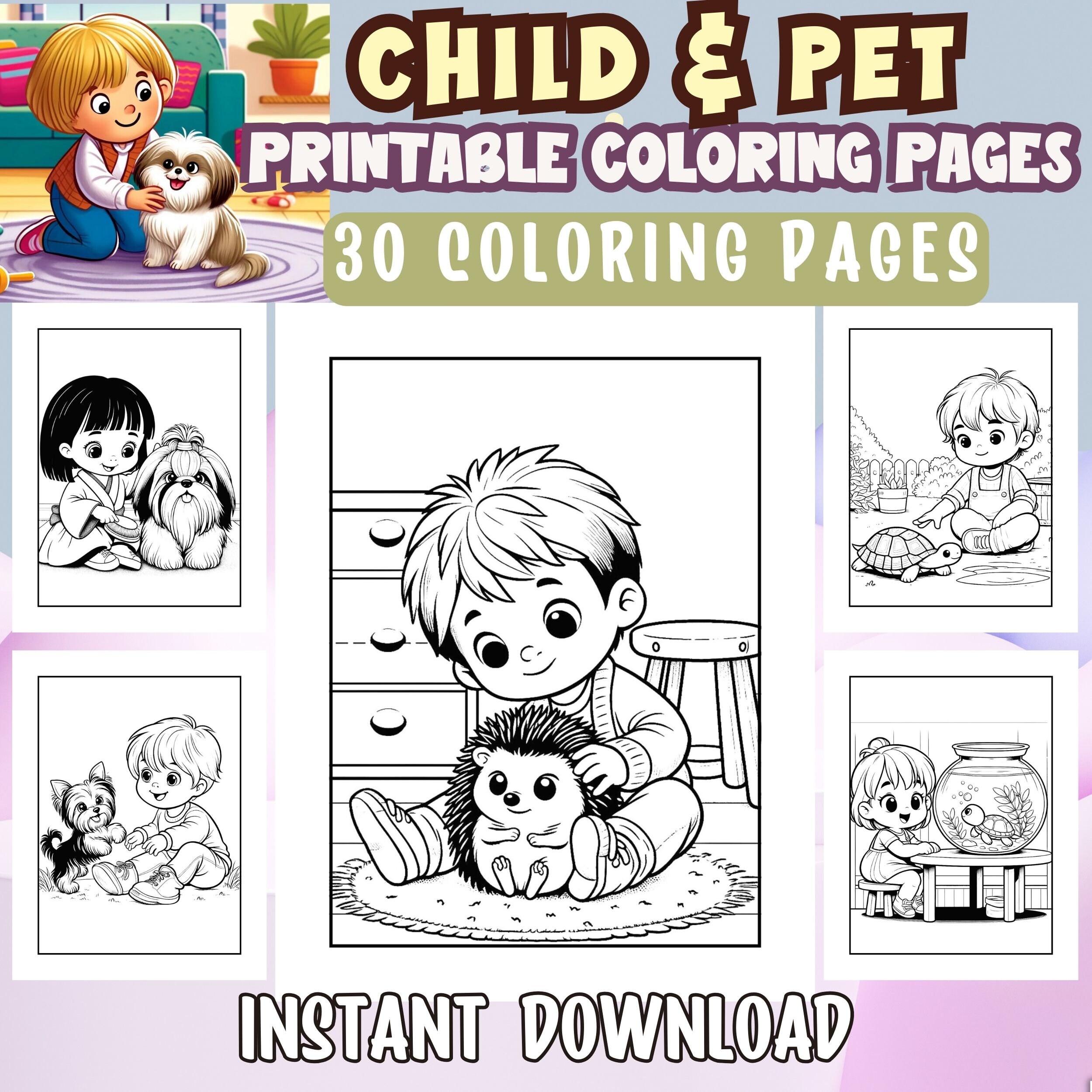 Child & Pet Coloring Pages, Printable Pets Coloring Pages, Kids ...