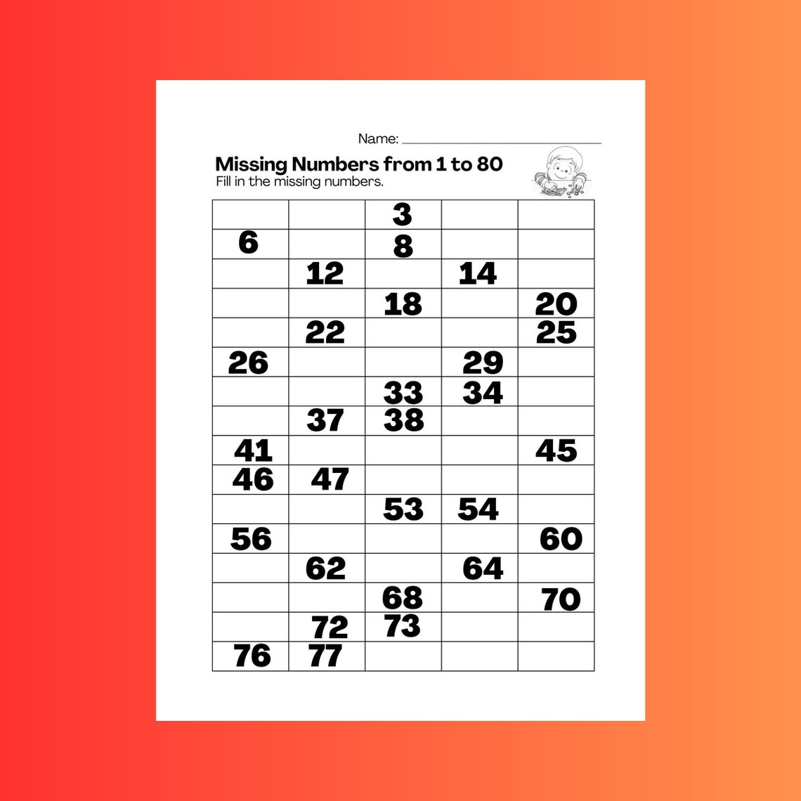 10 Printable Missing Numbers Worksheets, Missing Numbers Practice ...