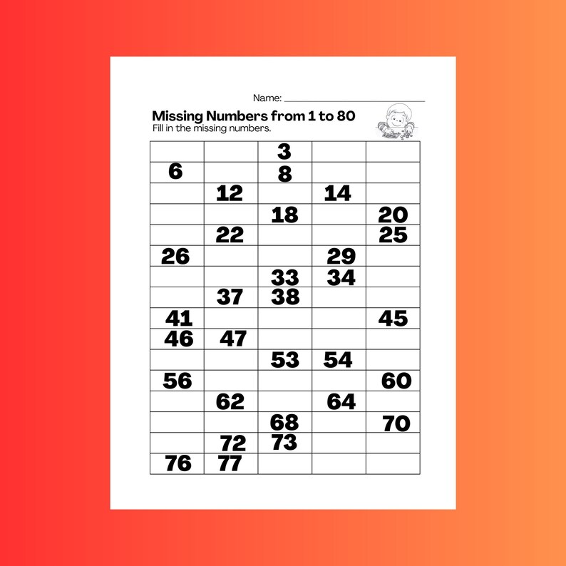 10 Printable Missing Numbers Worksheets, Missing Numbers Practice ...