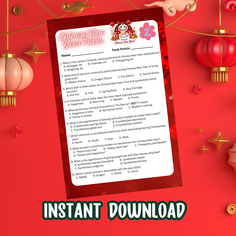 Chinese New Year Trivia Games, Fun Chinese New Year Printable Game ...