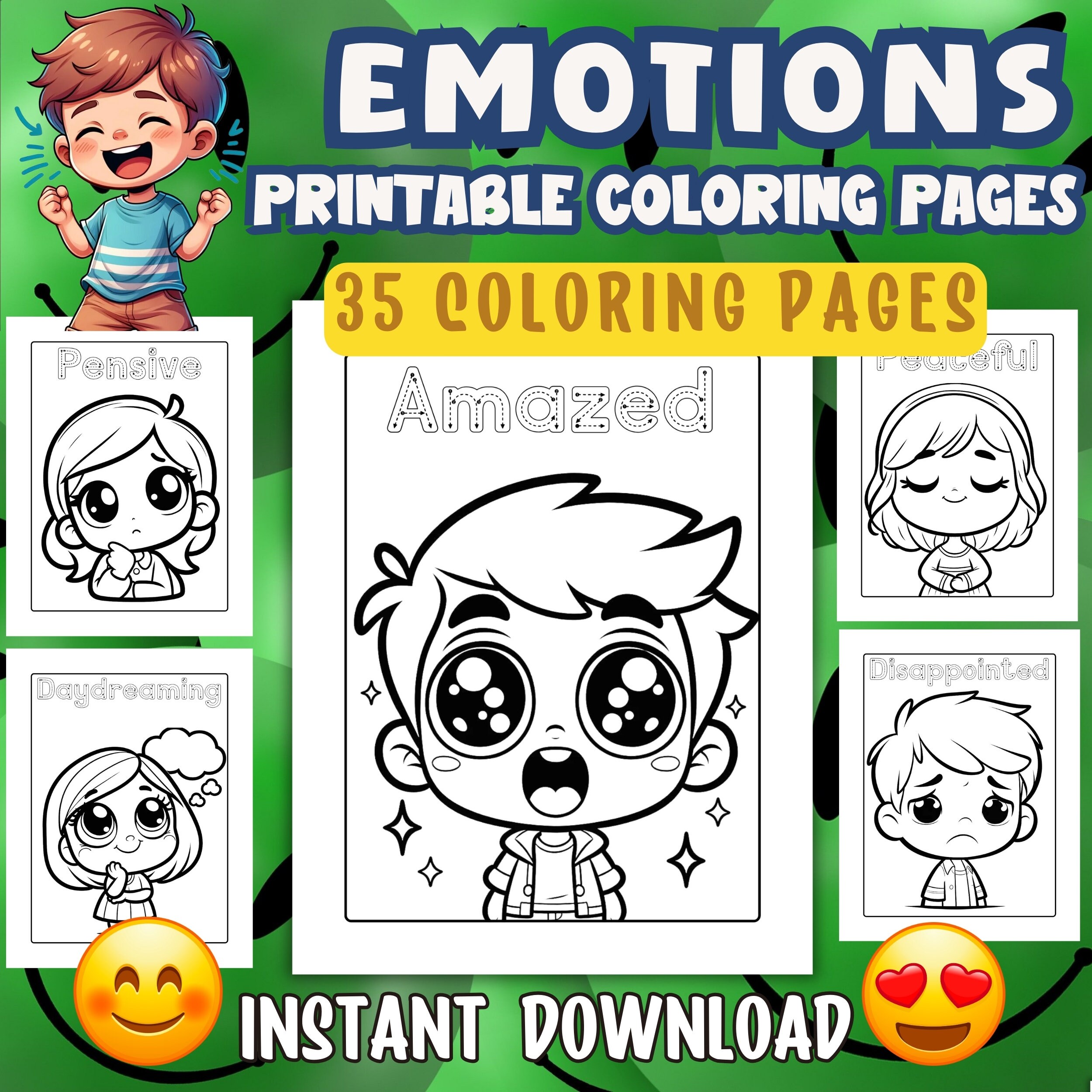 Emotions Coloring Pages, Feelings, Facials Printable Coloring Pages ...