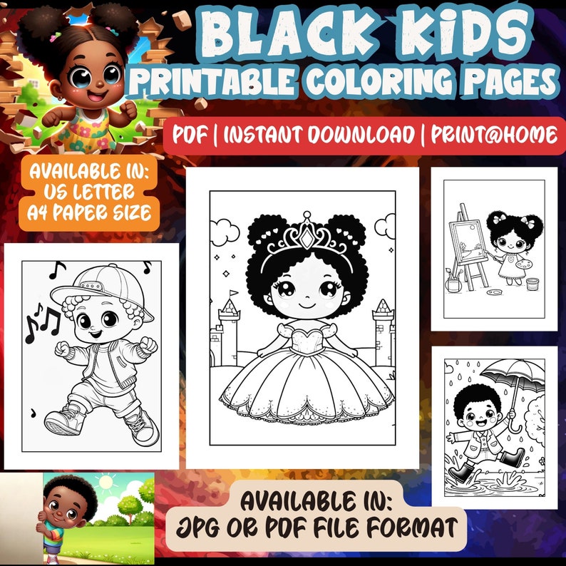 Black Kids Coloring Pages, Colouring Sheets for Kids, African American ...