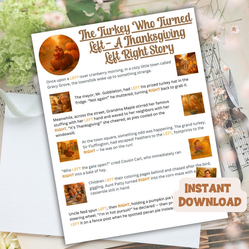 The Turkey Who Turned Left – A Thanksgiving Left Right Story Game ...