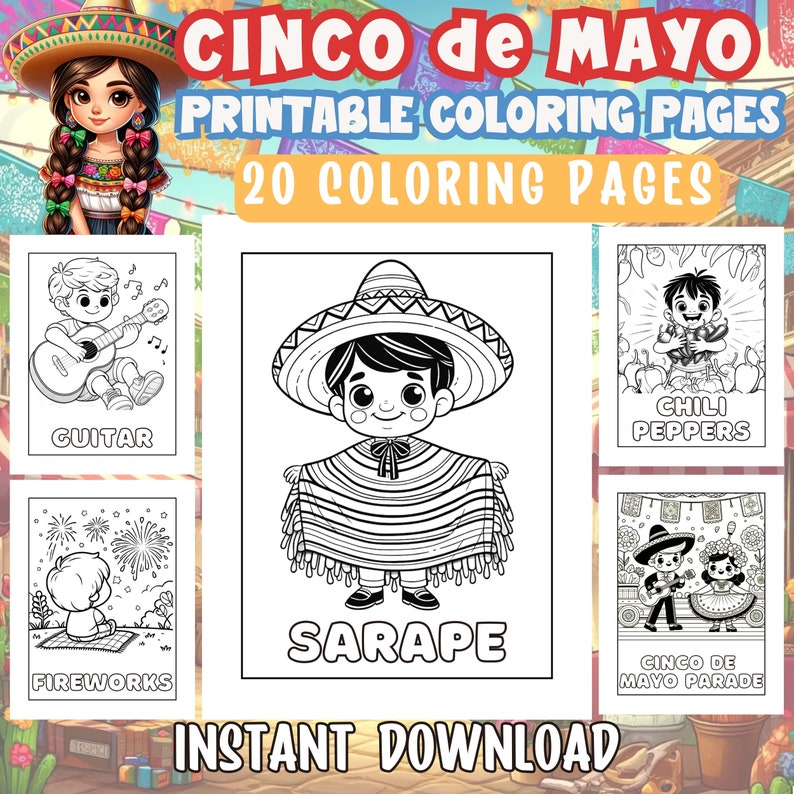 Cinco De Mayo Coloring Pages, Printable Mexican Coloring Pages, Kids ...