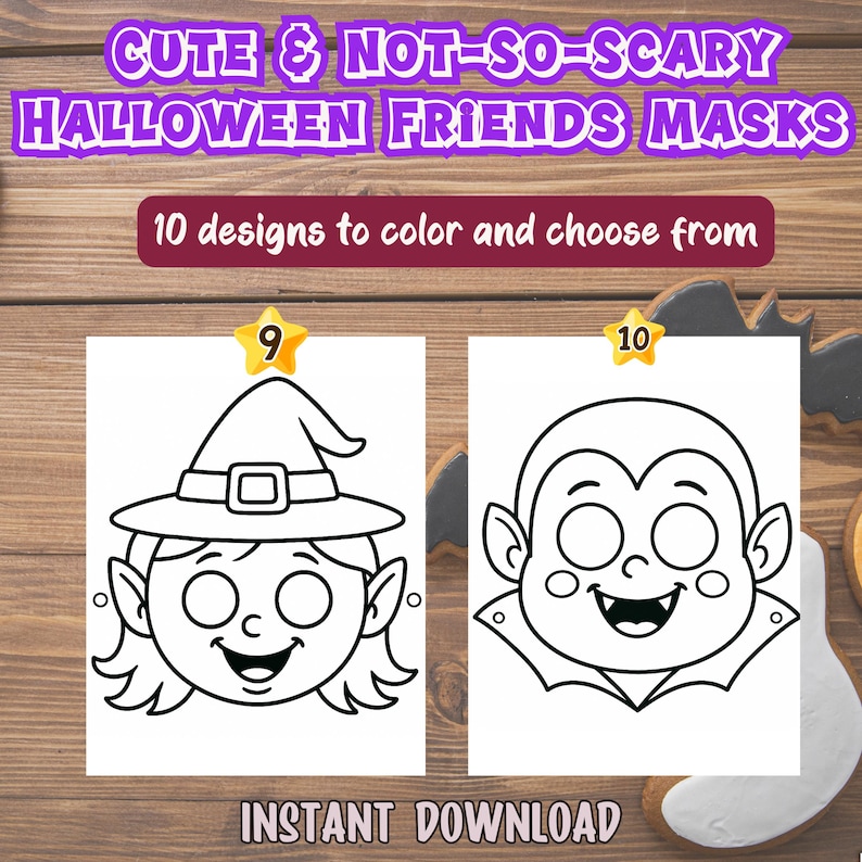 Color-your-own Monster Masks – 10 Cute & Not-so-scary Halloween Friends ...