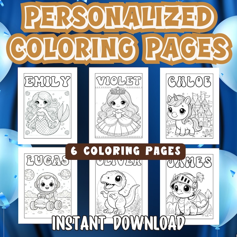 Personalized Kids Coloring Page, Custom Name Coloring Page for Kids ...