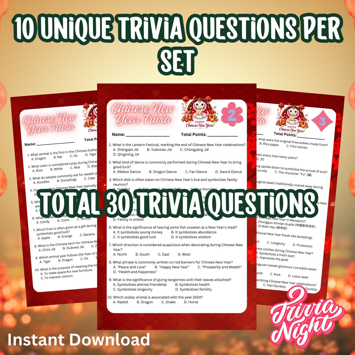Chinese New Year Trivia Games, Fun Chinese New Year Printable Game ...