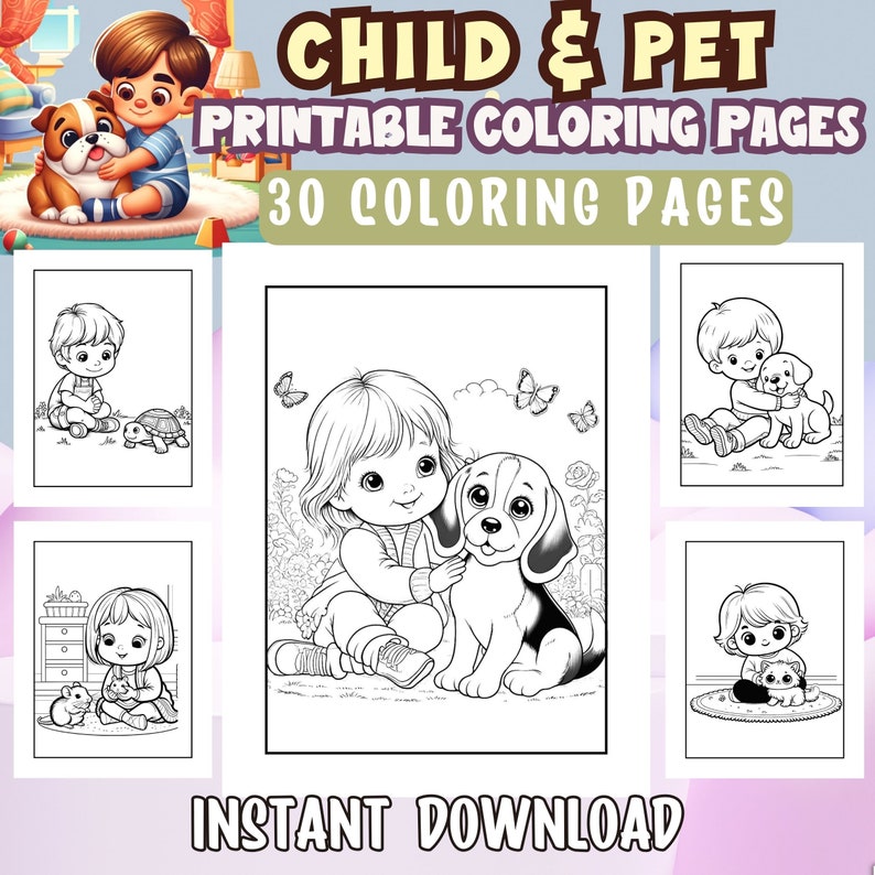 Child & Pet Coloring Pages, Printable Pets Coloring Pages, Kids ...