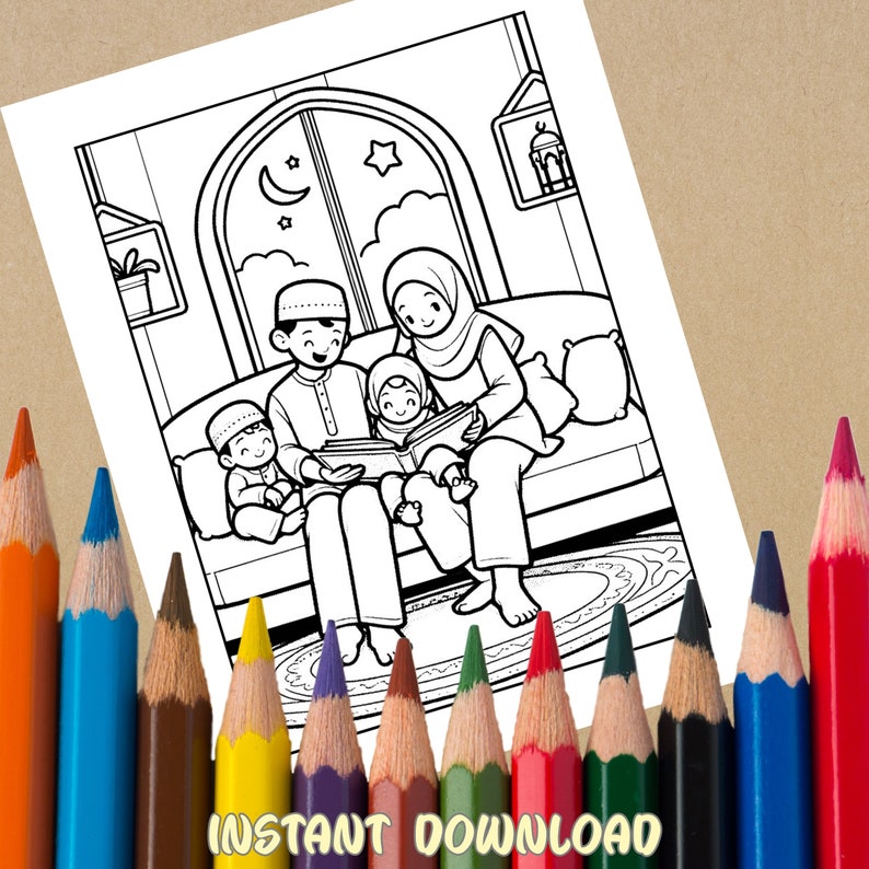 Ramadan Eid Coloring Pages, Printable Digital Download, Kids, Children ...
