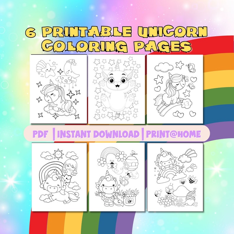 Unicorn Coloring Pages, Animal Coloring Sheet, Party Activities for ...