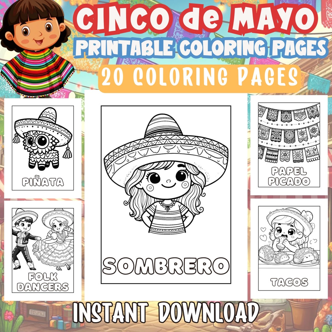 Cinco De Mayo Coloring Pages, Printable Mexican Coloring Pages, Kids ...