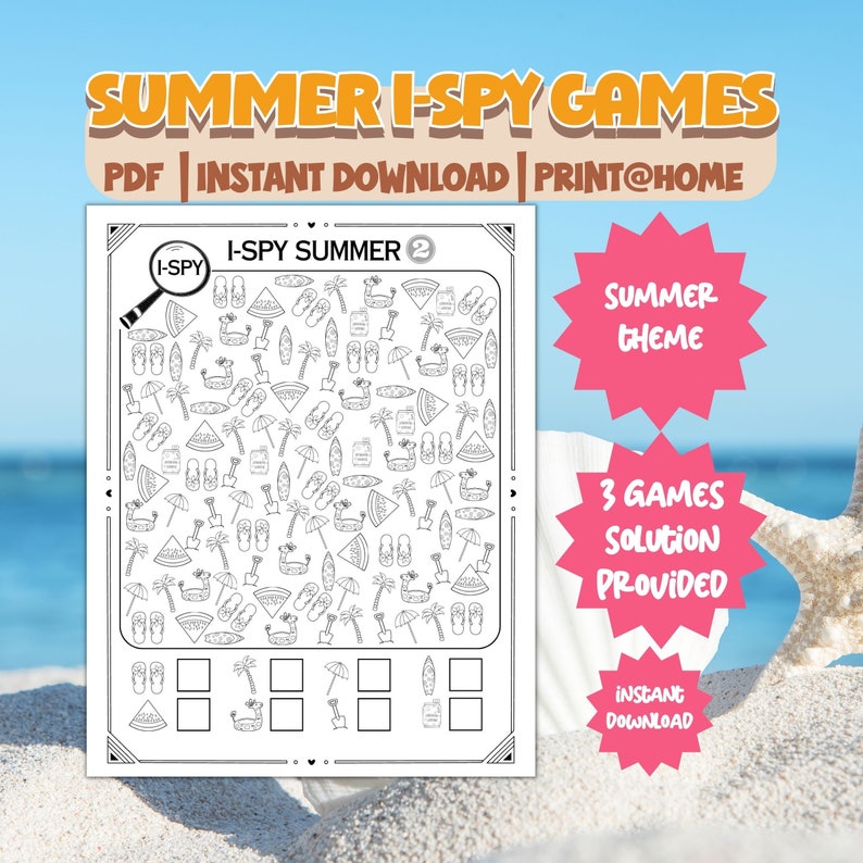 I-spy Summer, Summer Illustration Games, I Spy Worksheet Activities ...