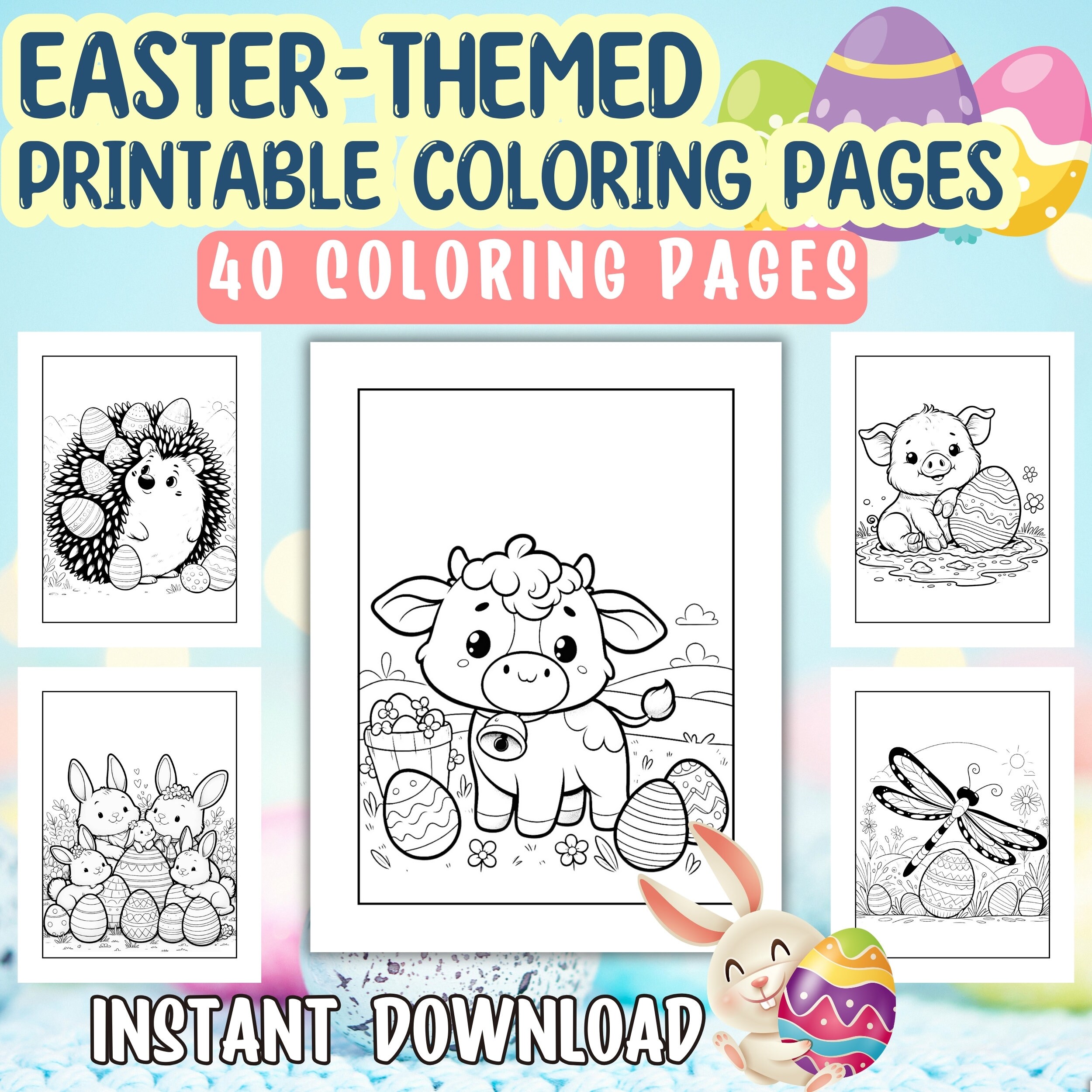 Printable Easter Theme Coloring Pages, Easter Activities, Coloring ...