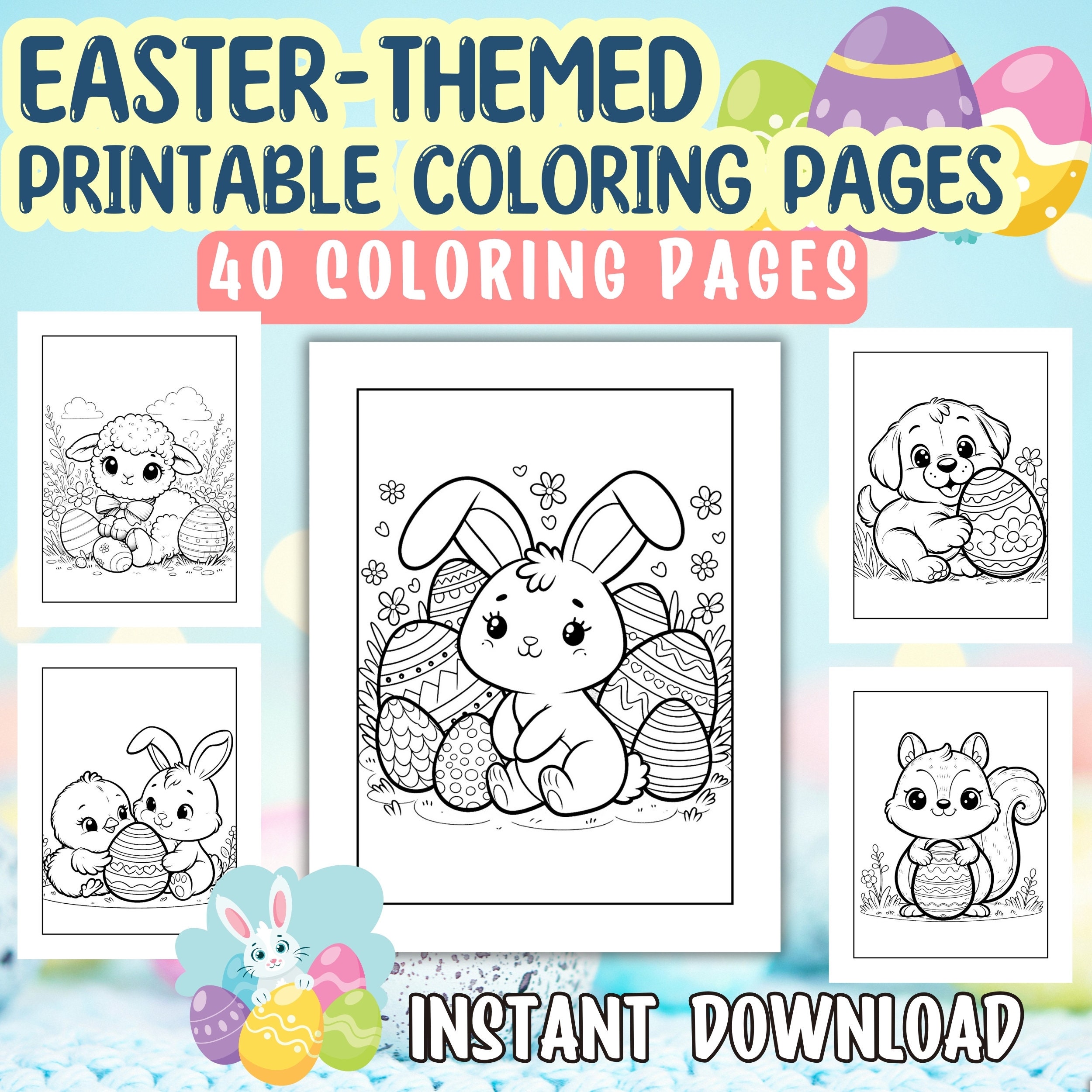 Printable Easter Theme Coloring Pages, Easter Activities, Coloring ...