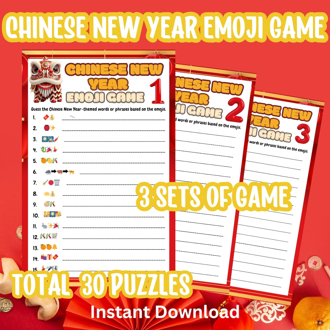 Chinese New Year Emoji Game - Printable Party Activity, Lunar New Year ...