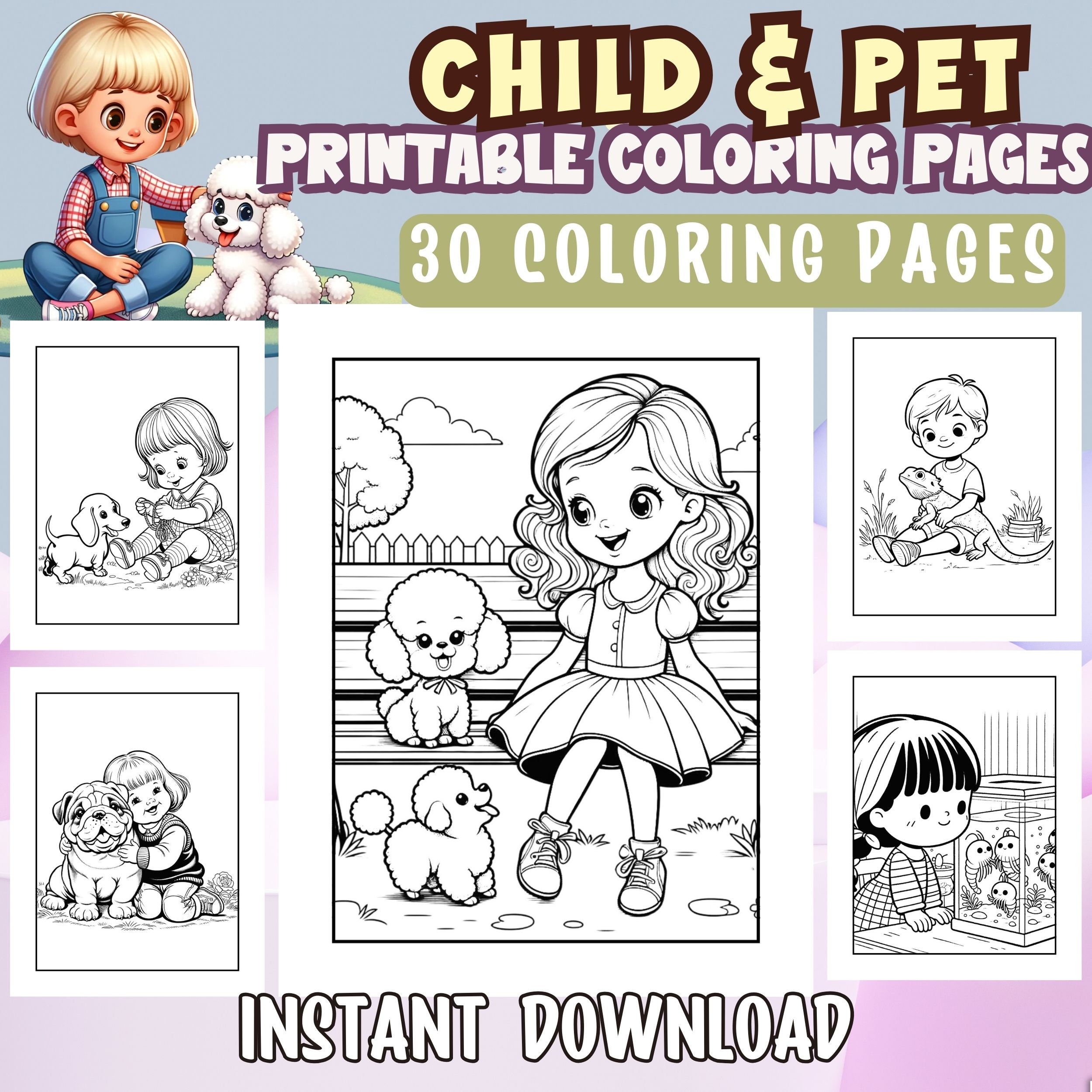 Child & Pet Coloring Pages, Printable Pets Coloring Pages, Kids ...