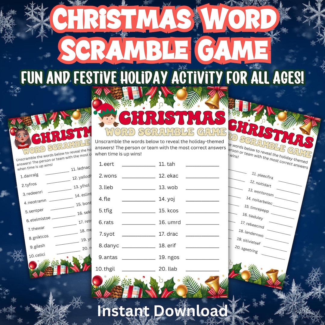 Christmas Word Scramble Game, Office Christmas Party Game, Christmas ...