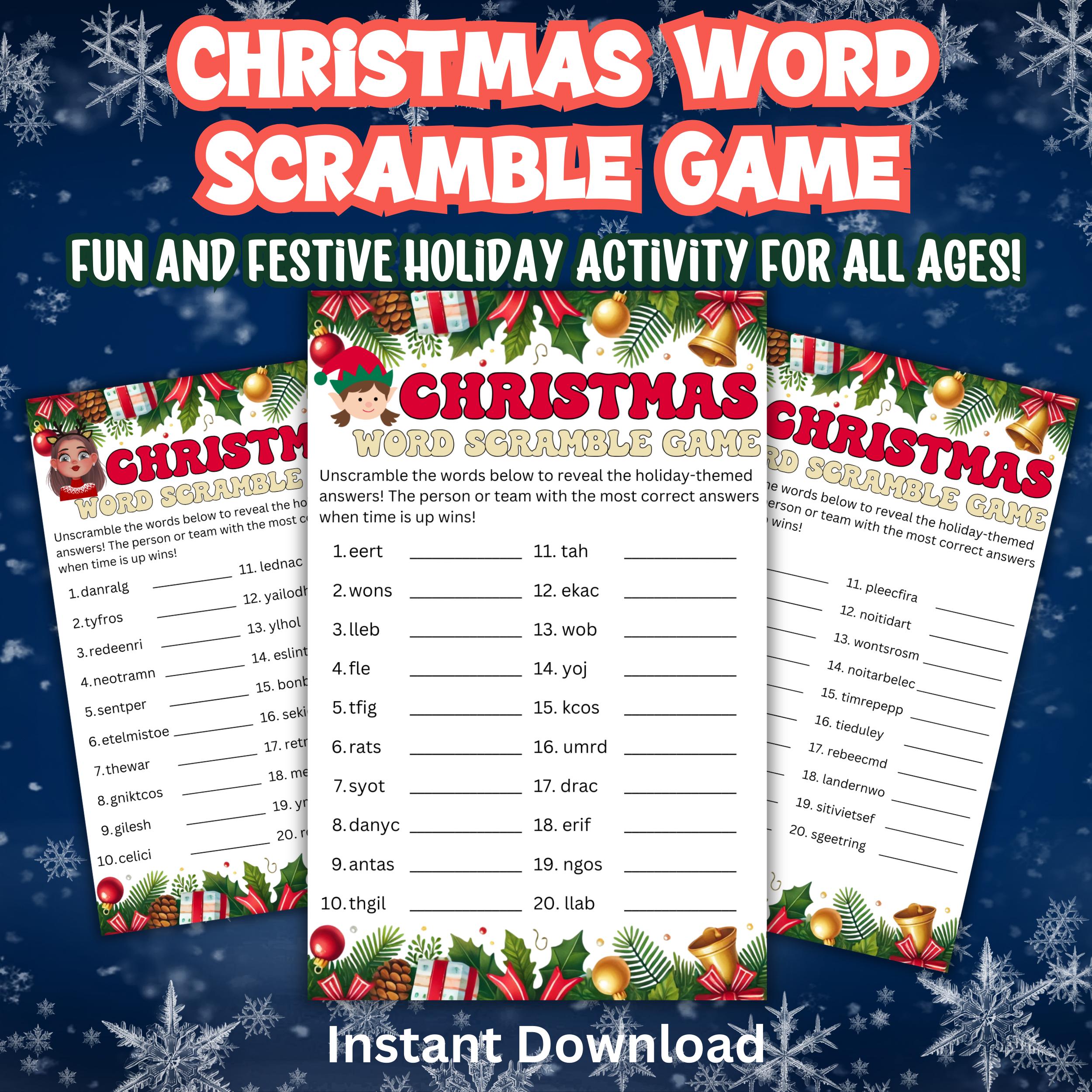 Christmas Word Scramble Game, Office Christmas Party Game, Christmas ...
