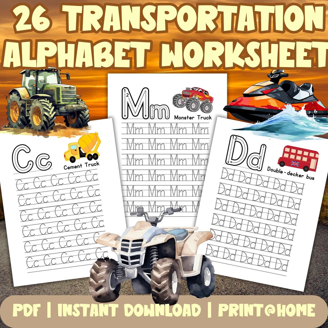26 Transportation Alphabet Worksheets | Handwriting Practice | ABC ...