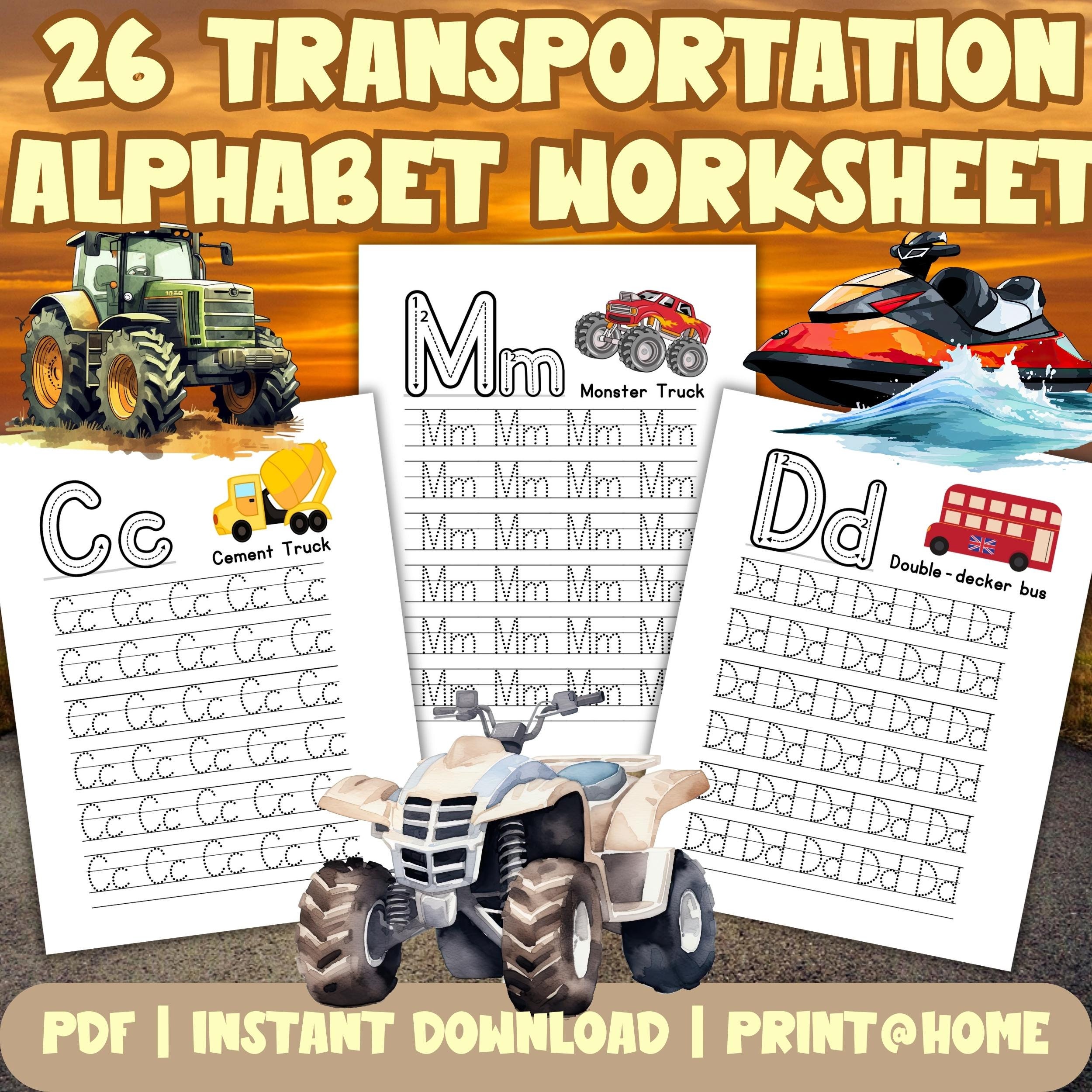 26 Transportation Alphabet Worksheets | Handwriting Practice | ABC ...