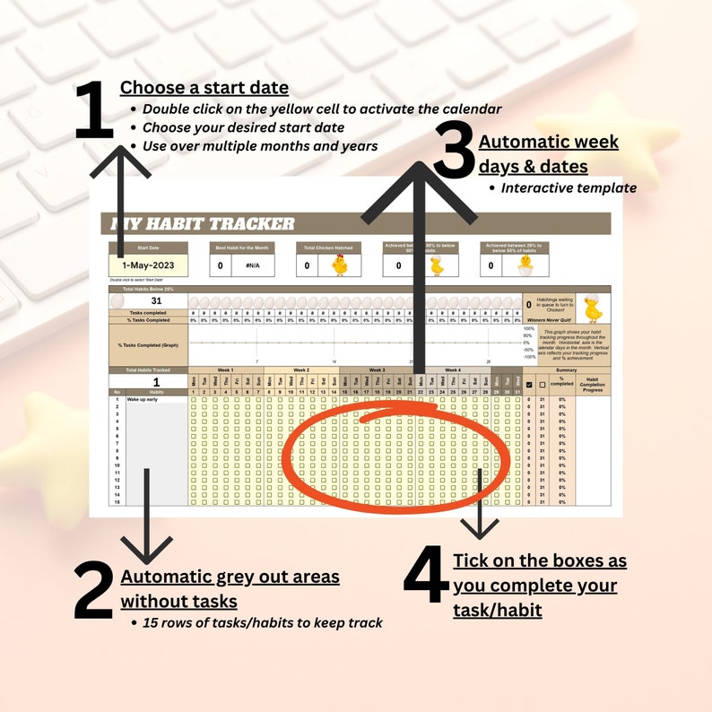 My Habit Tracker, Digital Habit Tracker, Google Sheets Spreadsheet ...