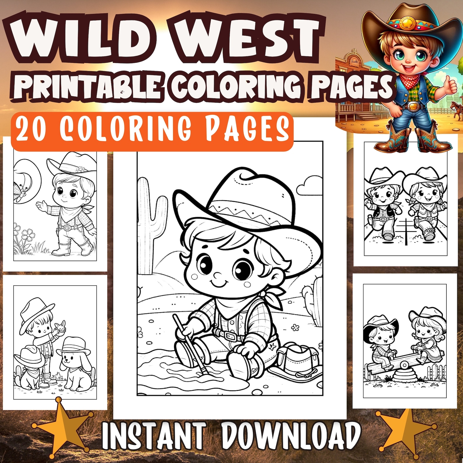 Wild West Coloring Pages, Printable Cowboy Colouring Sheets, Kids ...