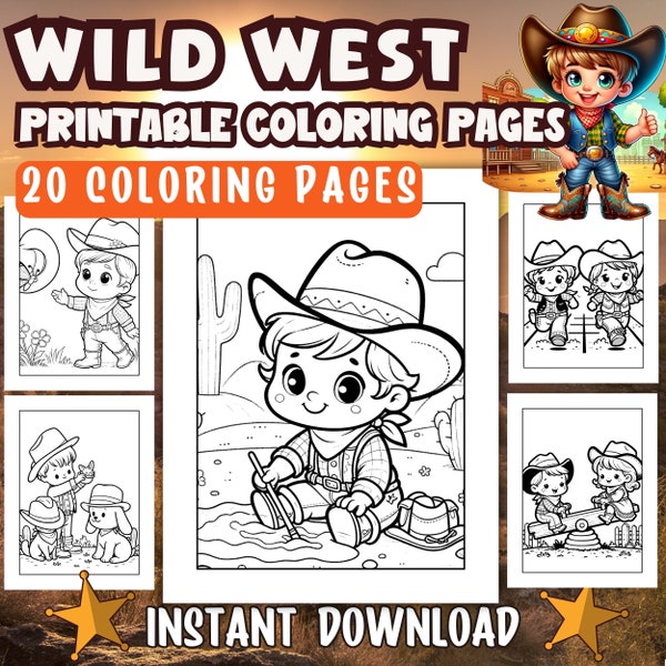 Western Cowboy Coloring Sheets - Etsy
