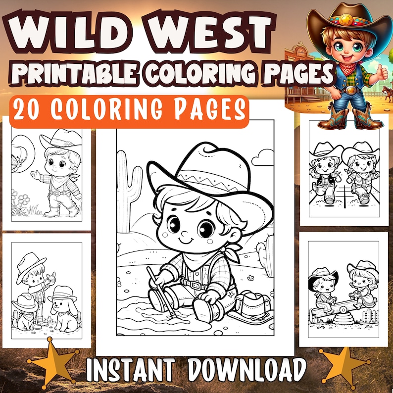 Wild West Coloring Pages, Printable Cowboy Colouring Sheets, Kids ...