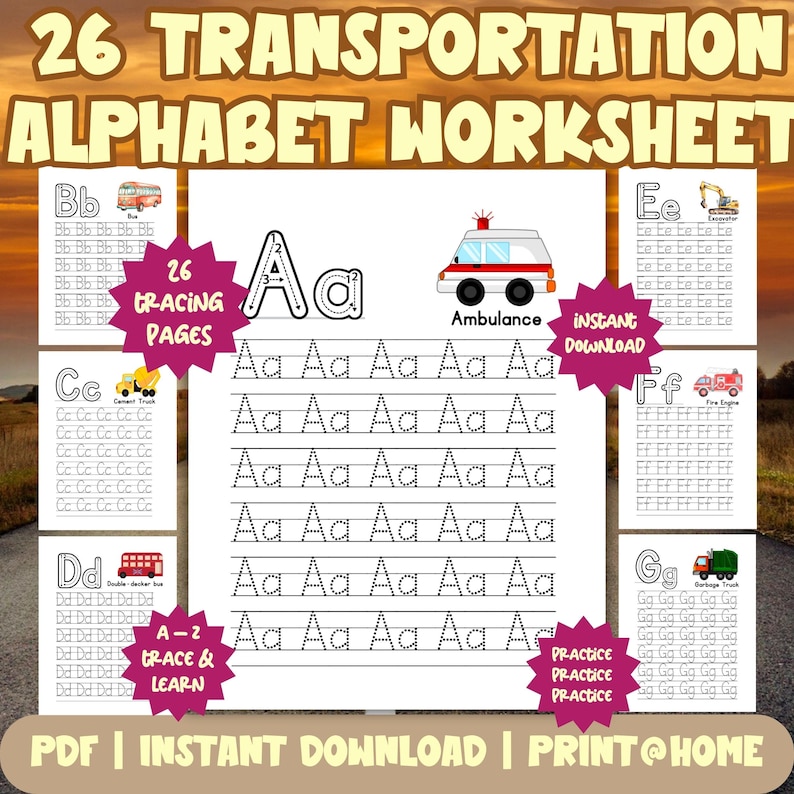 26 Transportation Alphabet Worksheets | Handwriting Practice | ABC ...