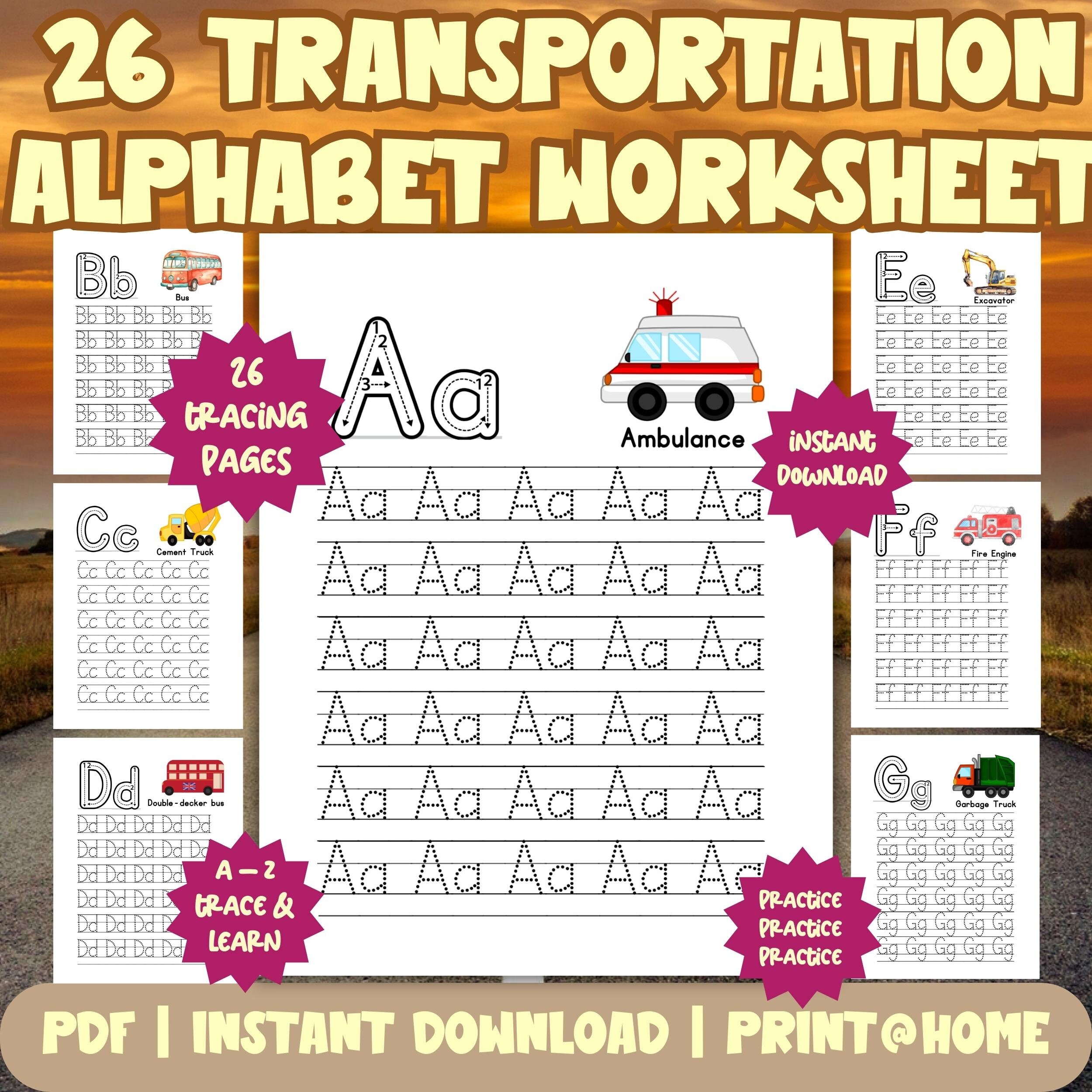 26 Transportation Alphabet Worksheets | Handwriting Practice | ABC ...