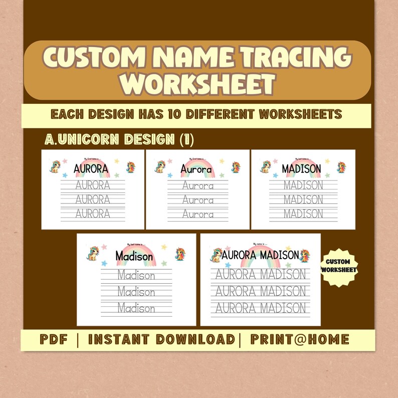 Custom Name Tracing Worksheet, Handwriting Practice for Kids ...