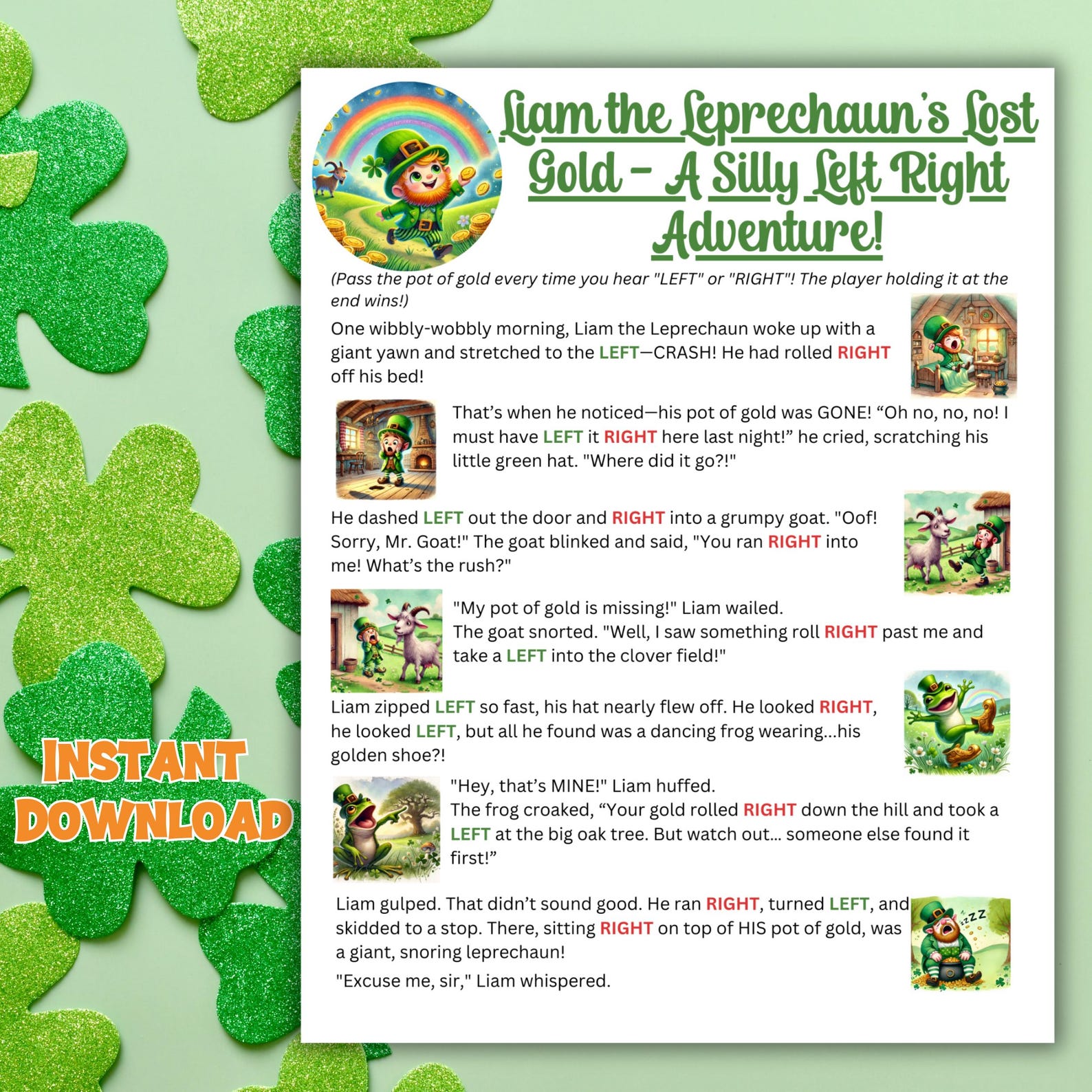Liam the Leprechaun’s Lost Gold– A Fun St. Patrick’s Day Left Right ...