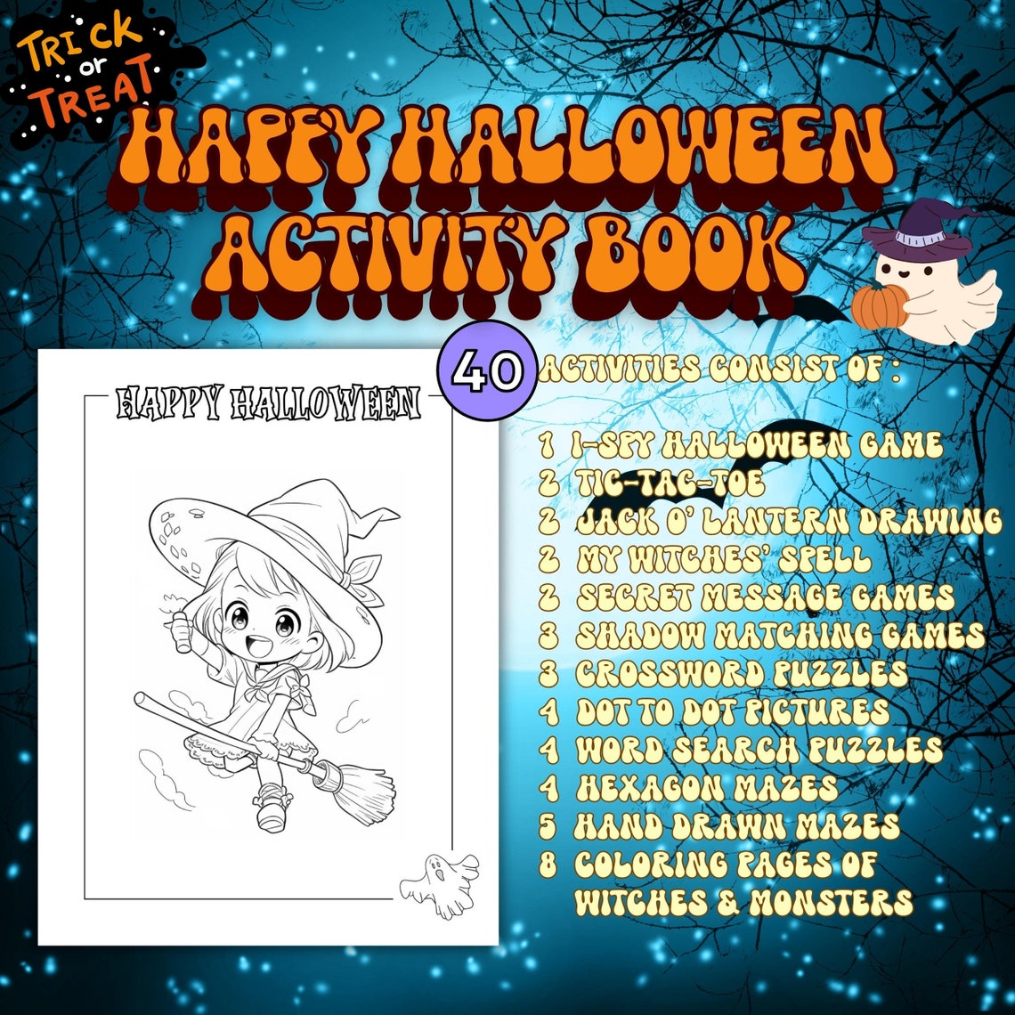 40 Printable Kids Halloween Activities, Kids Halloween Games, Halloween ...