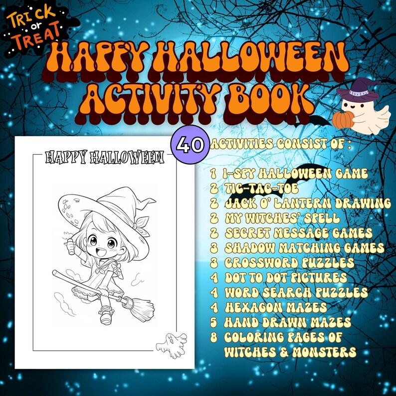 40 Printable Kids Halloween Activities, Kids Halloween Games, Halloween ...