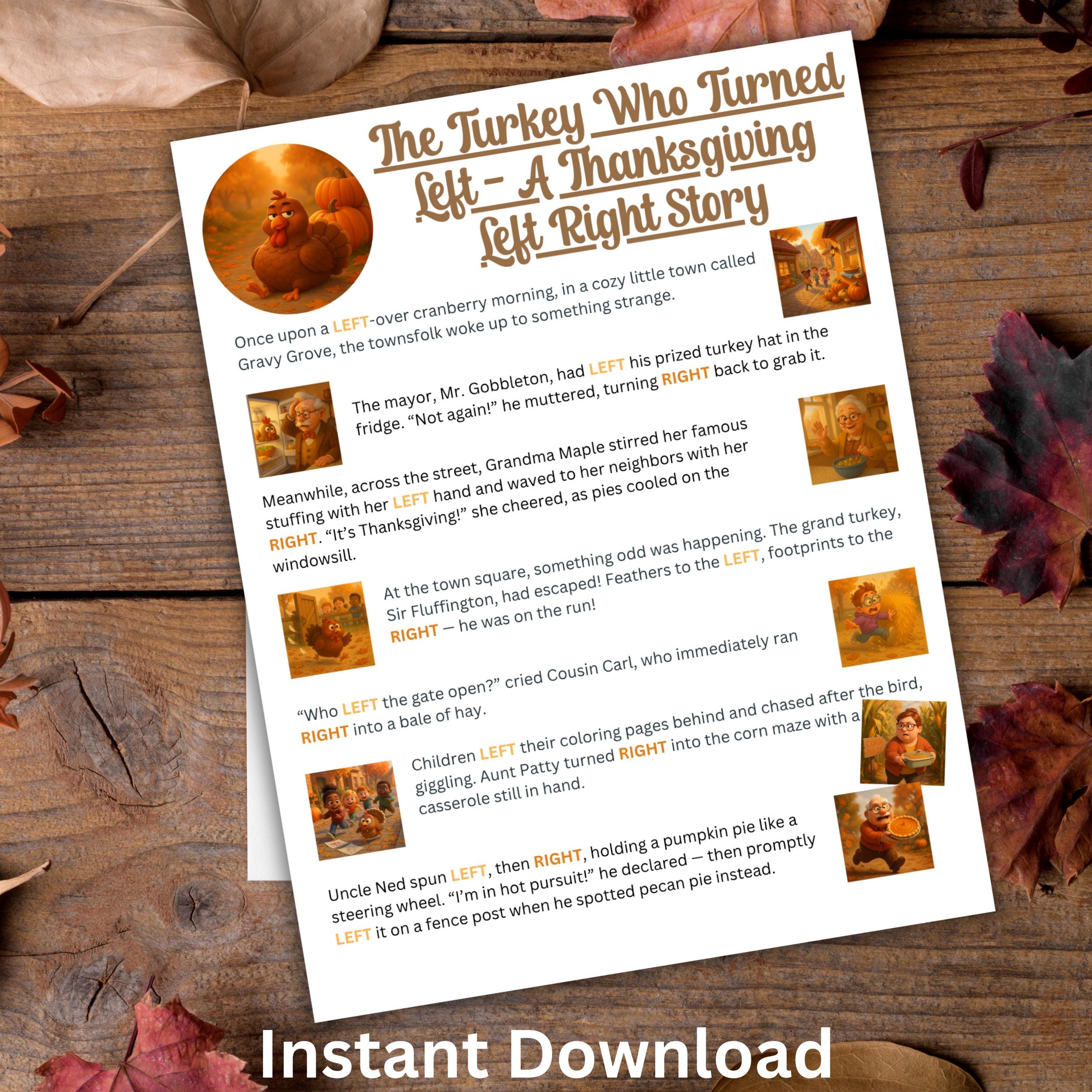The Turkey Who Turned Left – A Thanksgiving Left Right Story Game ...