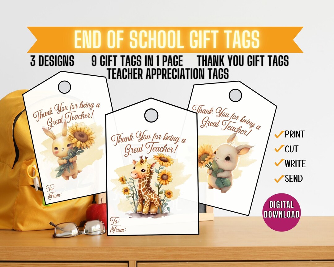 End of School Teacher Appreciation Tag Schools Out Summer Thank You ...