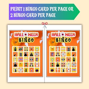 50 Unique Halloween Bingo Cards, Printable Halloween Bingo Game, Party ...