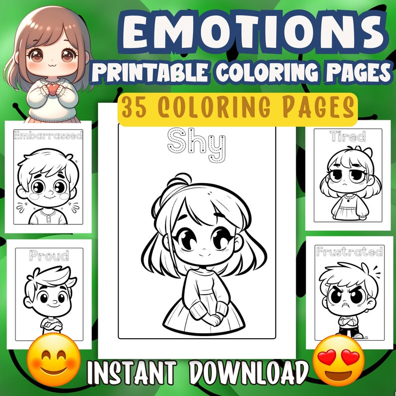 Emotions Coloring Pages, Feelings, Facials Printable Coloring Pages ...