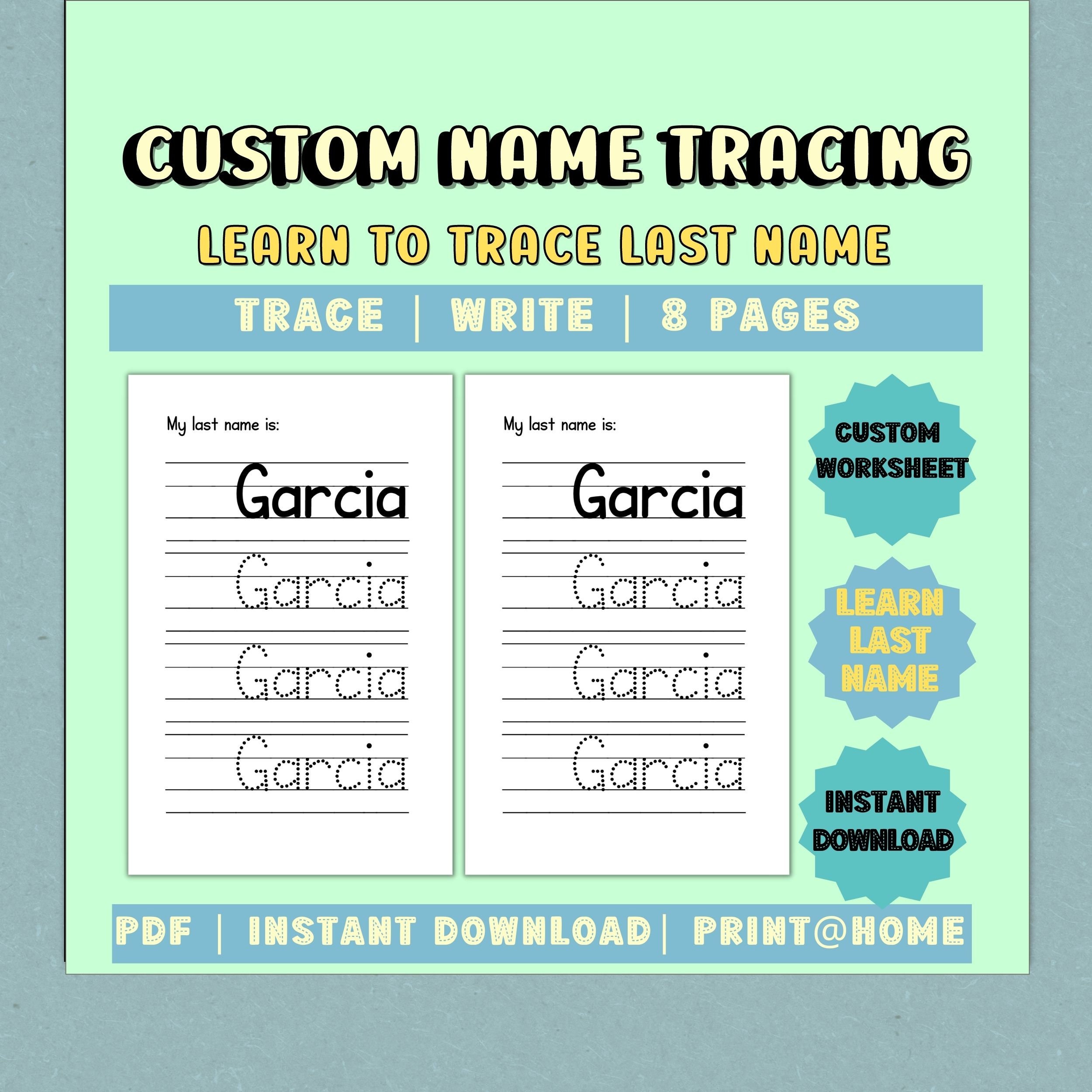 Custom Name Tracing Worksheet, Handwriting Practice, Personalized Name ...