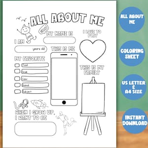 All About Me Printable Coloring Page, All About Me Classroom Activity ...