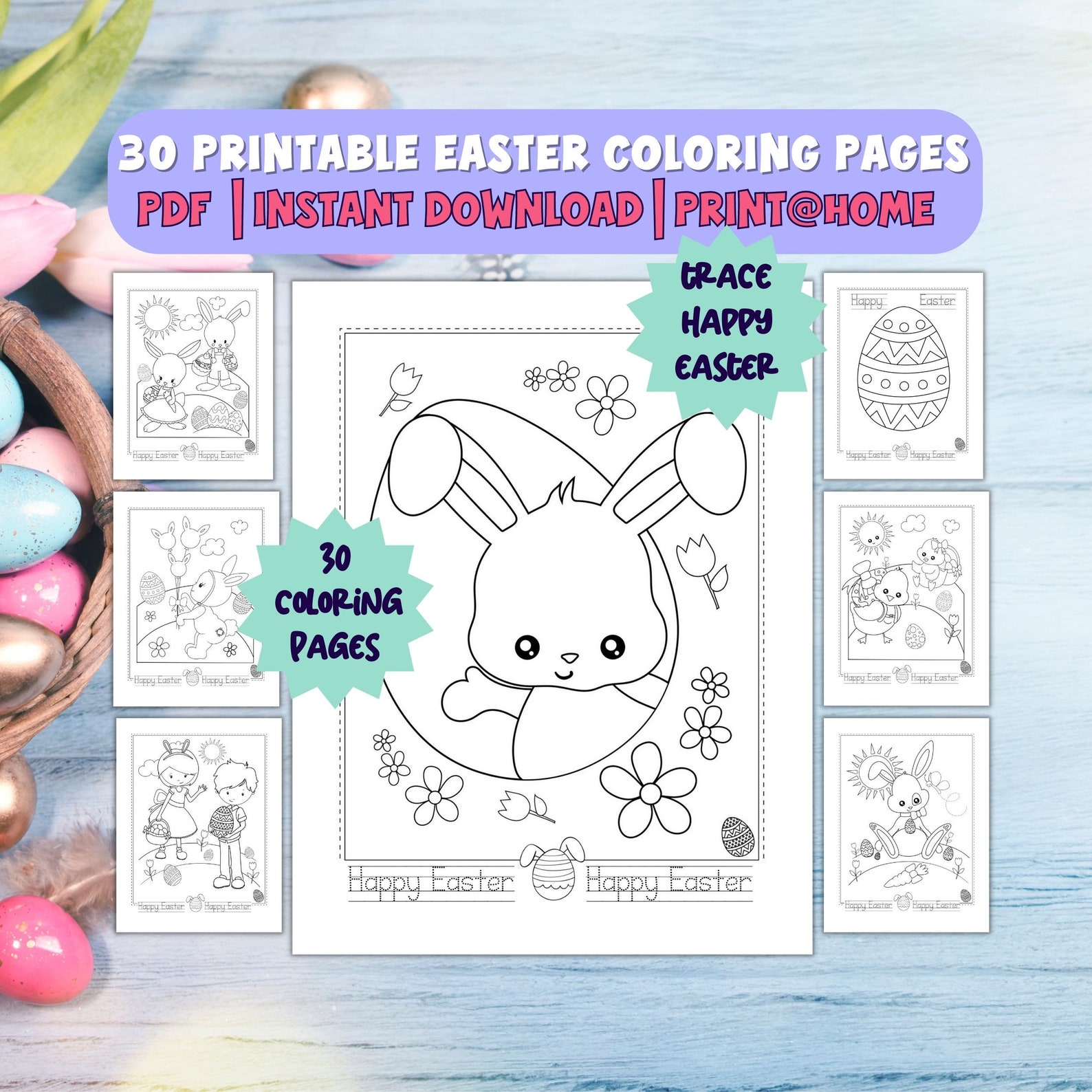 30 Easter Coloring Pages, Printable Easter Colouring Pages for Kids ...