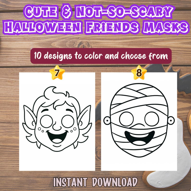 Color-your-own Monster Masks – 10 Cute & Not-so-scary Halloween Friends ...