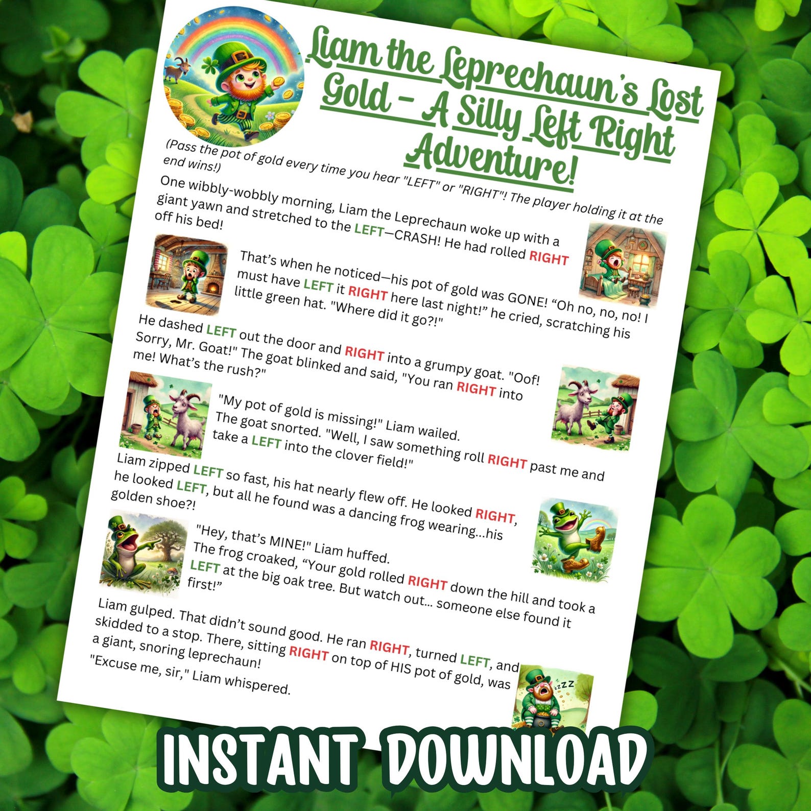 Liam the Leprechaun’s Lost Gold– A Fun St. Patrick’s Day Left Right ...