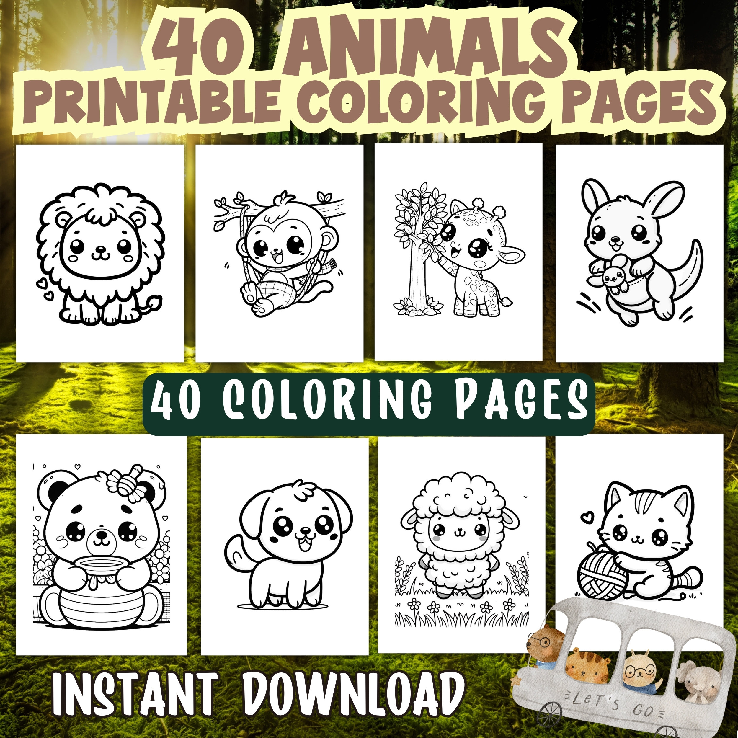 40 Animals Printable Coloring Pages, Preschool Coloring Pages ...