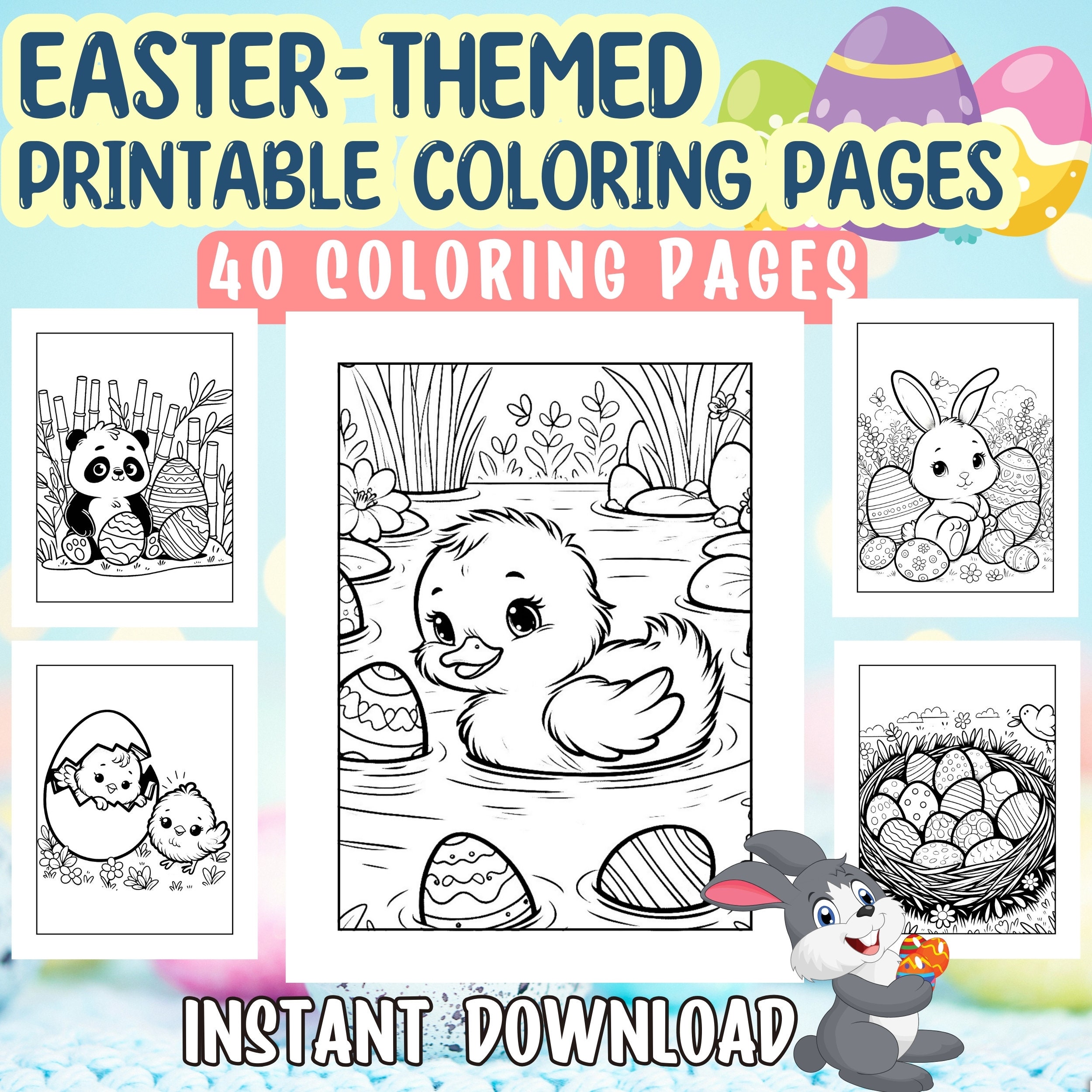 Printable Easter Theme Coloring Pages, Easter Activities, Coloring ...