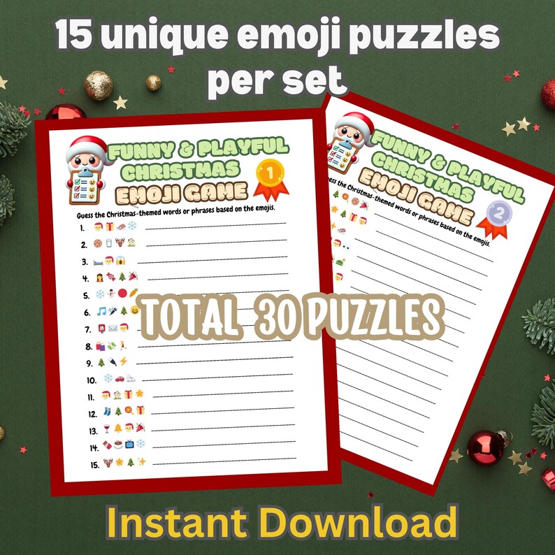 Funny & Playful Christmas Emoji Game, Christmas Emoji Pictionary Game ...