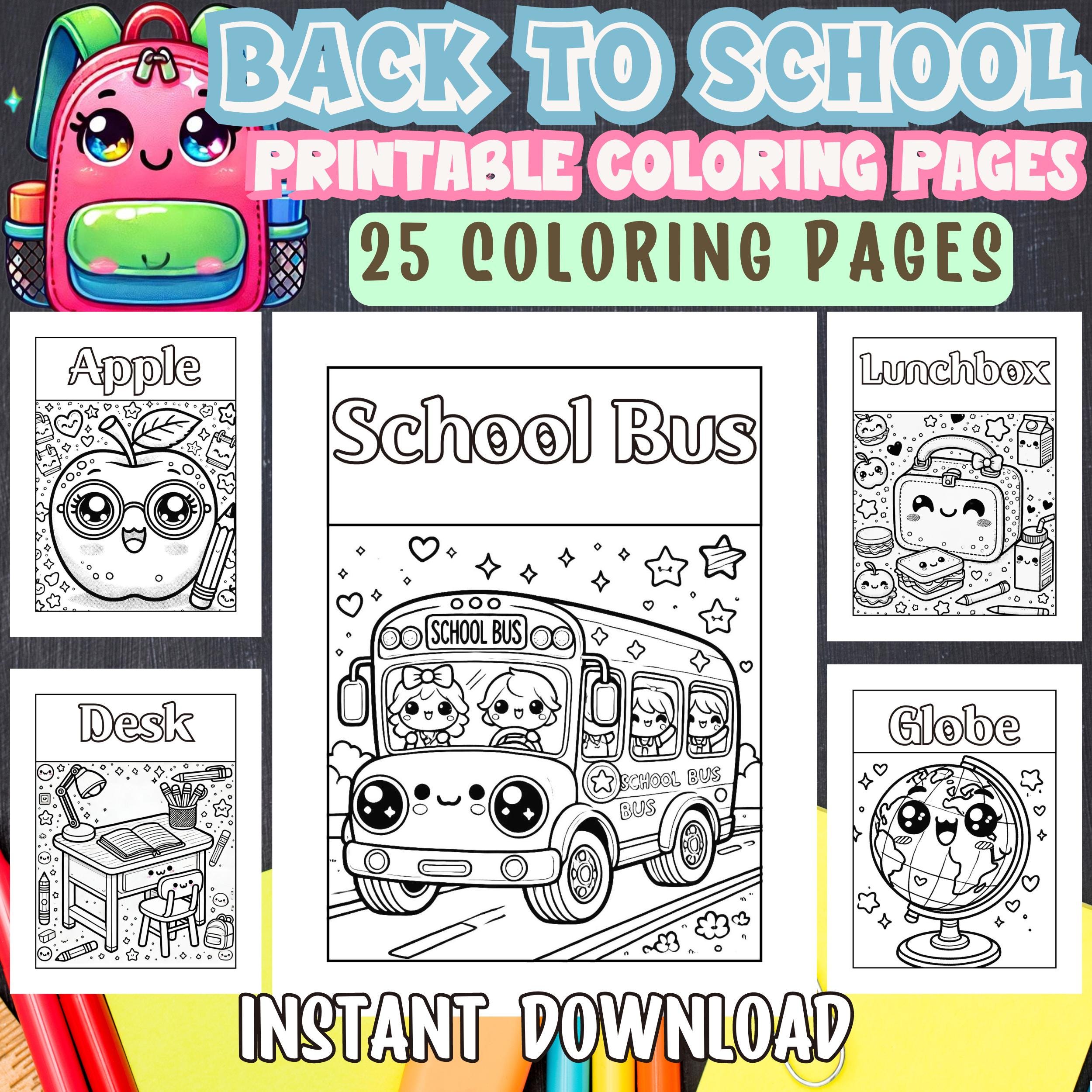 Back to School Coloring Pages, Printable Coloring for Kids, Back to ...