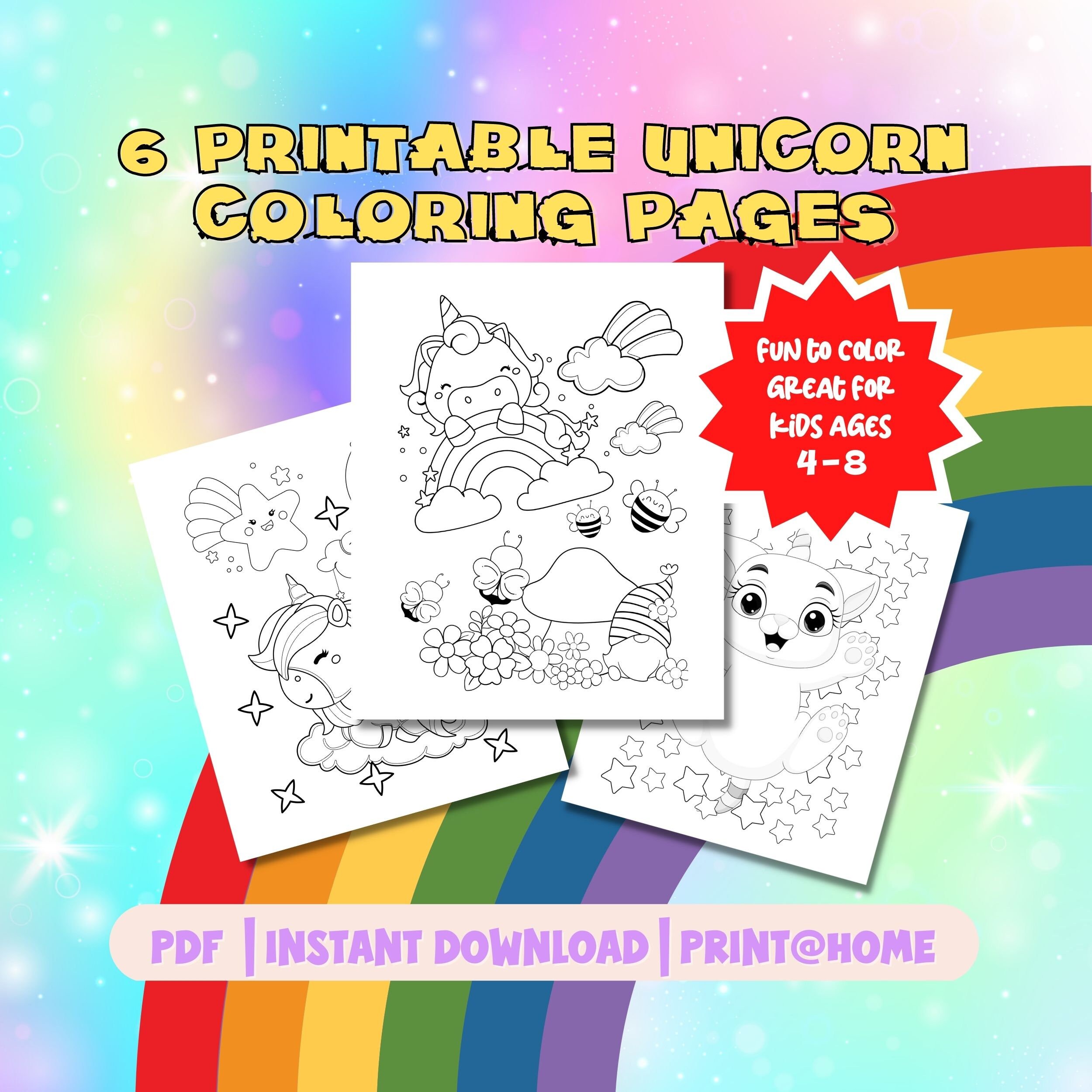 Unicorn Coloring Pages, Animal Coloring Sheet, Party Activities for ...