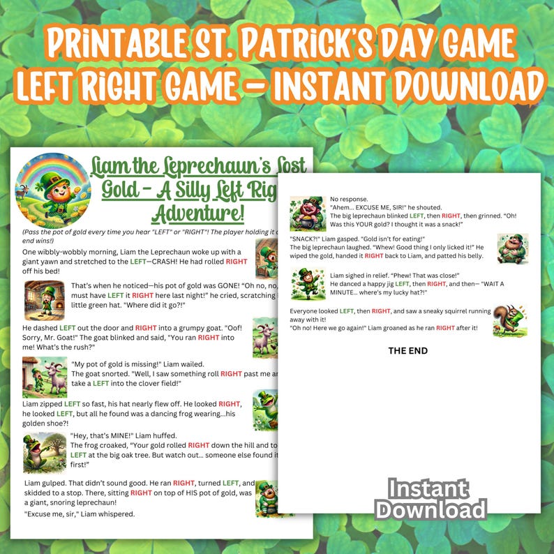 Liam the Leprechaun’s Lost Gold– A Fun St. Patrick’s Day Left Right ...