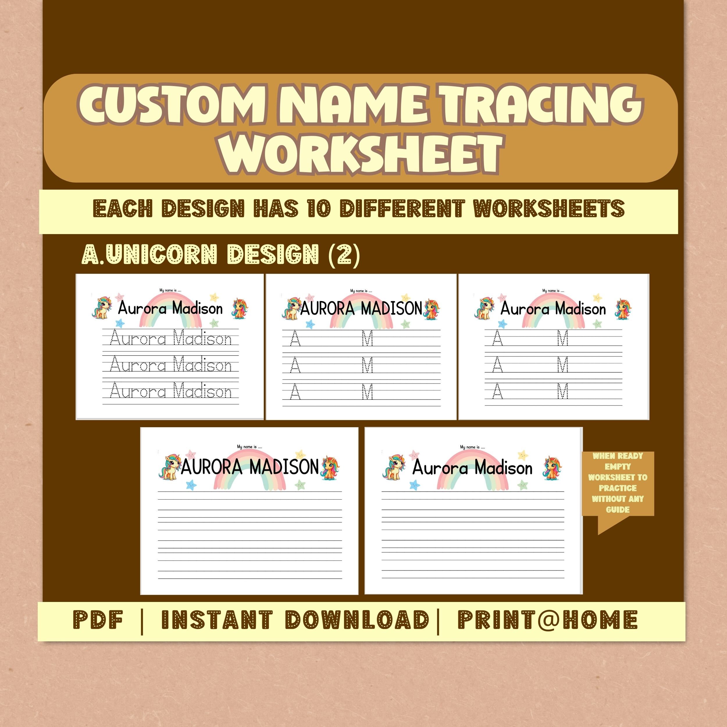 Custom Name Tracing Worksheet, Handwriting Practice for Kids ...